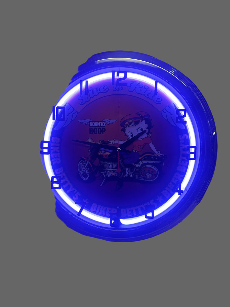 Biker Betty 15" Electric Neon Clock Retired – Goodies Galore the Betty ...